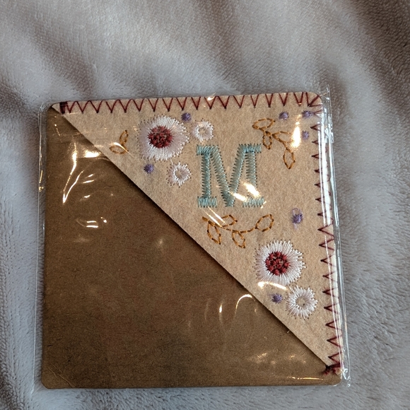 Other | Nip Hand Embroidered Letter M Corner Page Bookmark Felt ...